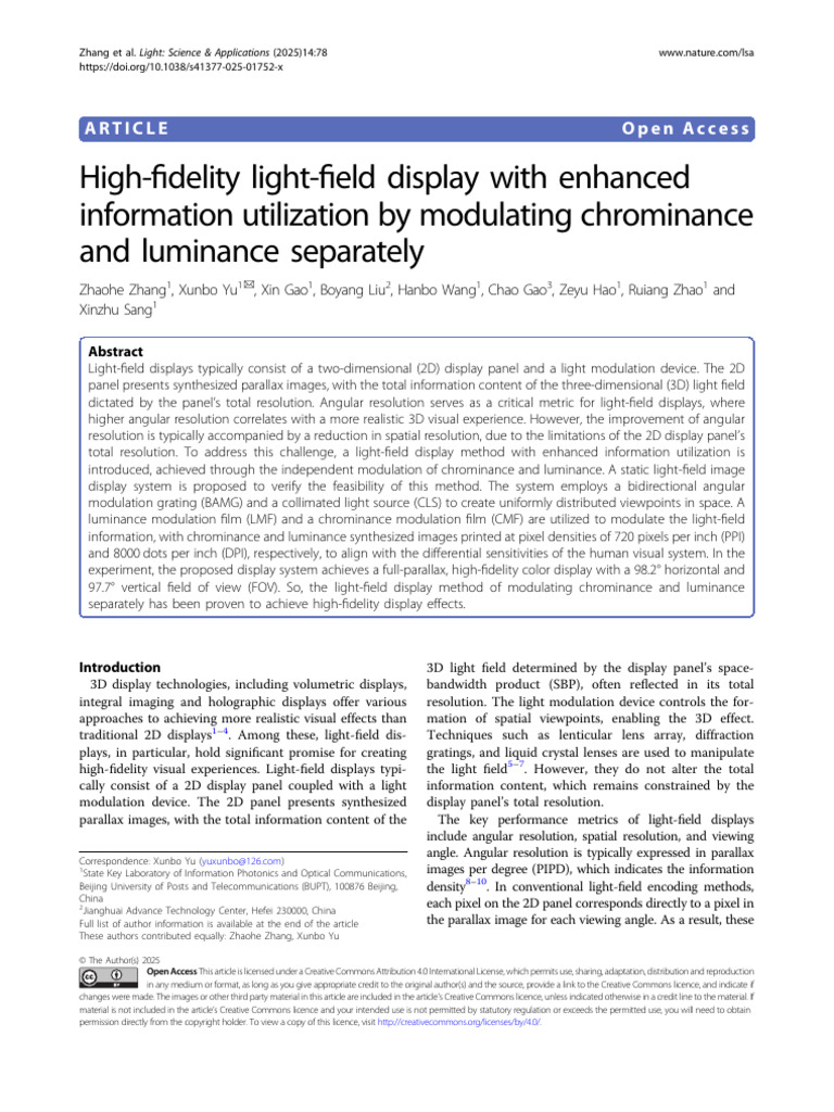 High-Fidelity Light-Field Display With Enhanced Information Utilization by Modulating ...