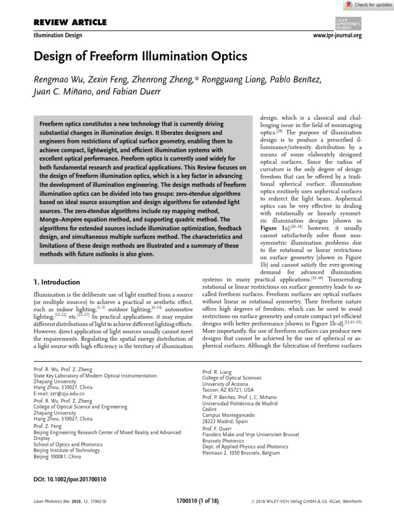 Design of Freeform Illumination Optics | PDF | Optics | Electromagnetic ...