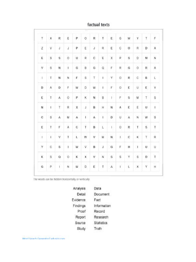 Factual Texts Wordsearch - PNG | PDF
