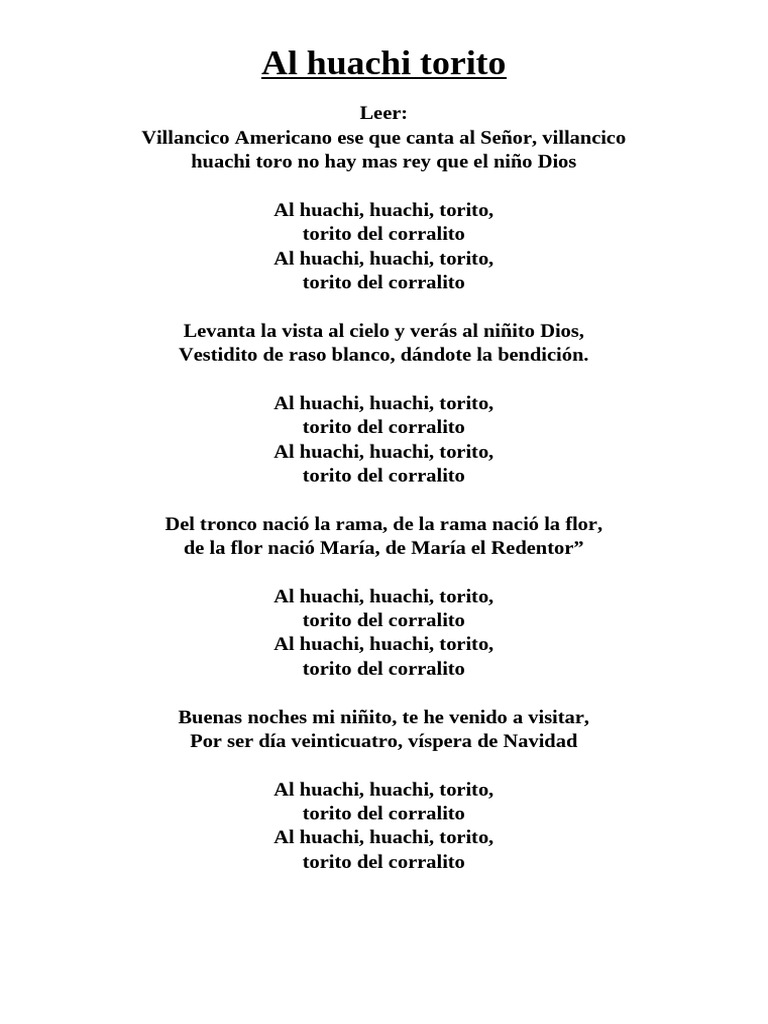 Al Huachi Torito (Letra) | PDF