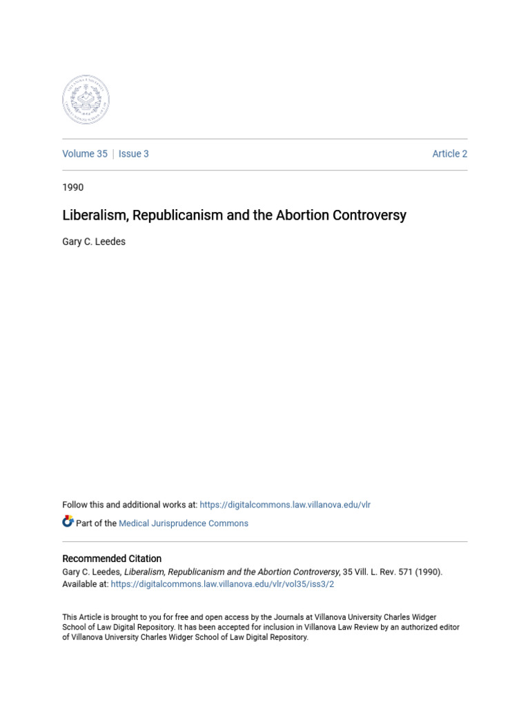 Liberalism Republicanism and the Abortion Controversy | PDF | Liberalism