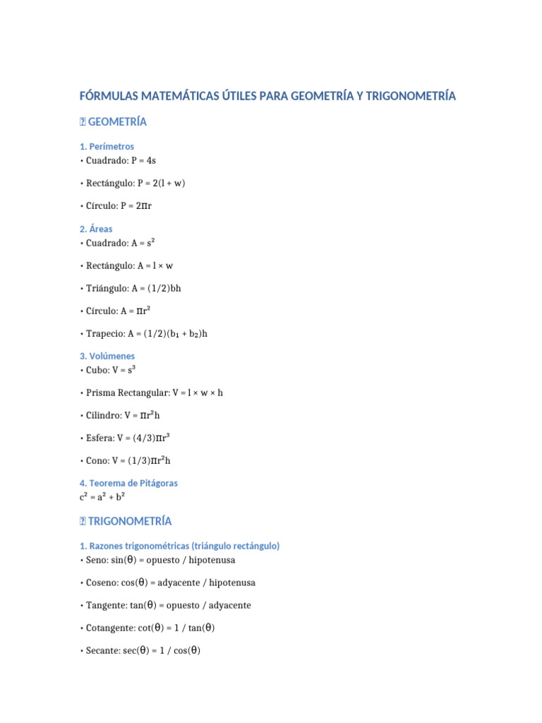 Formulas_Geometria_Trigonometria | PDF