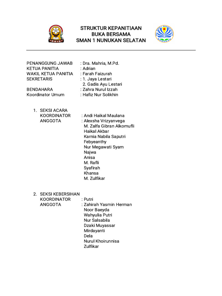Struktur Kepanitiaan Bukber | PDF