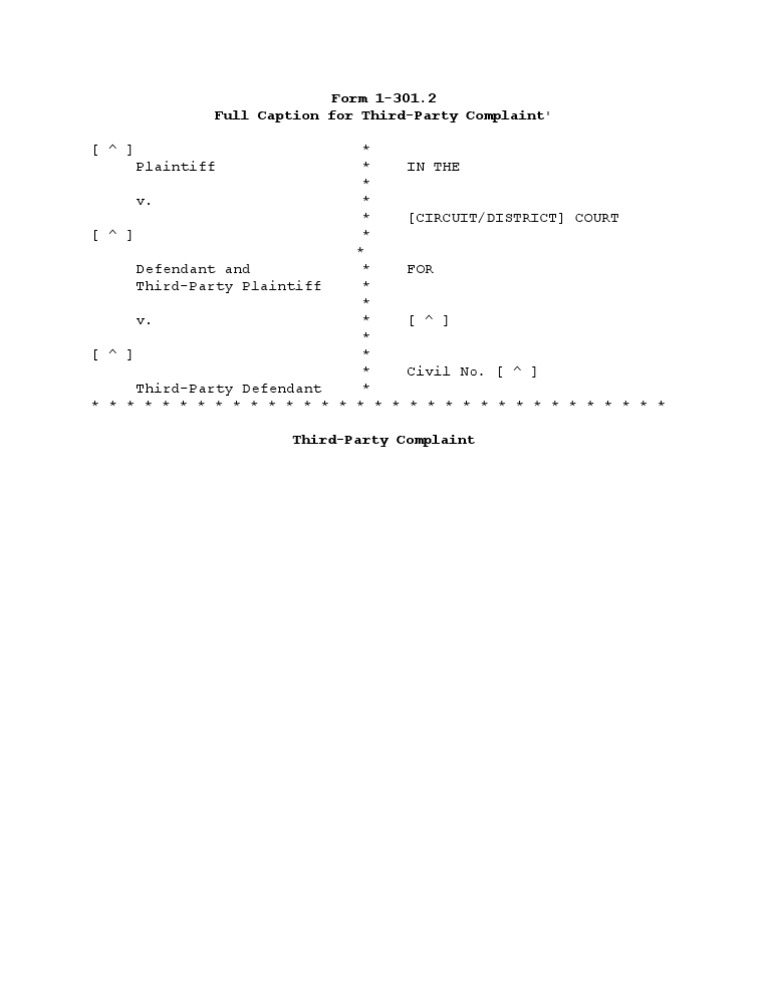 Third-Party Complaint Form 1-301.2 | PDF