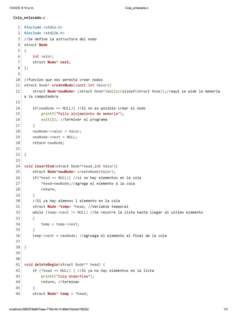 Cola_enlazada.c | PDF | Programación de computadoras | Ingeniería de software