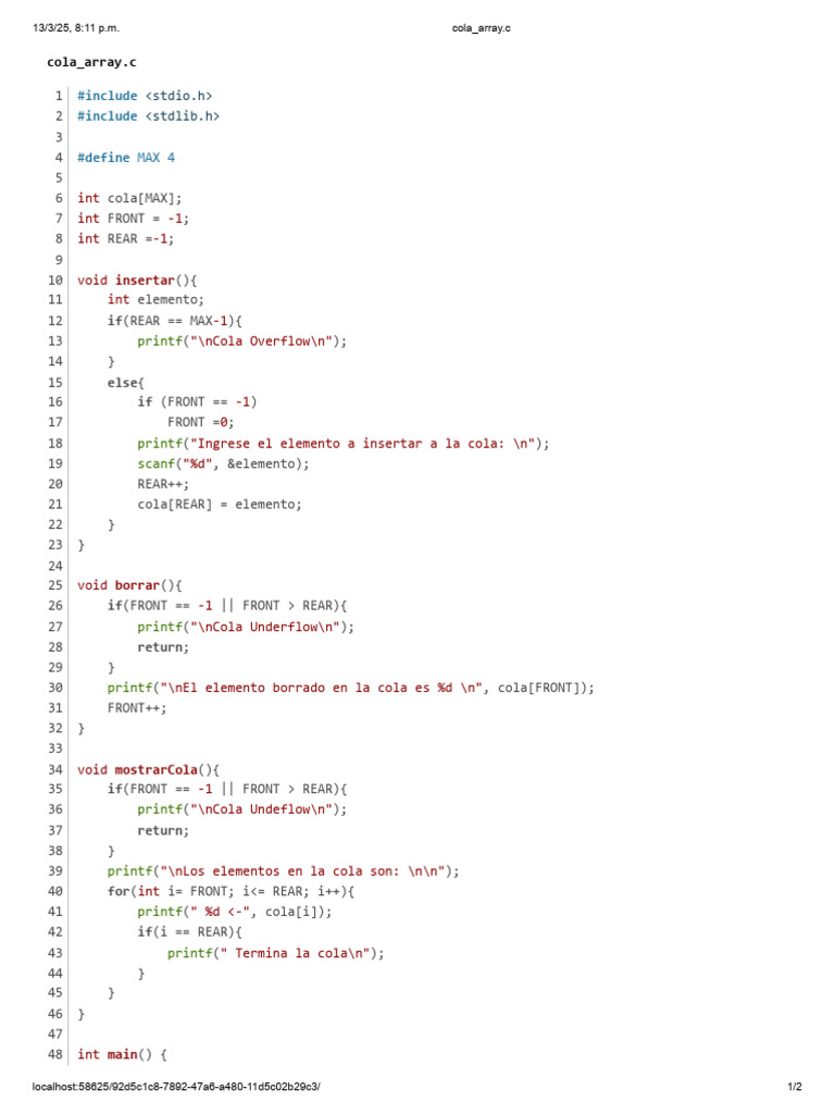 Cola Array | PDF | Ingeniería Informática | Ciencias de la Computación