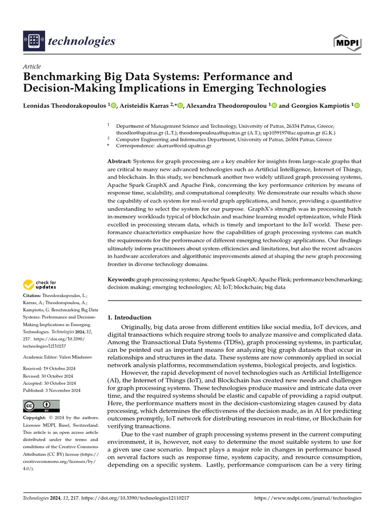 Benchmarking Big Data Systems | PDF | Apache Spark | Internet Of Things