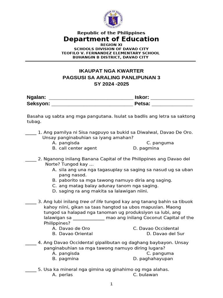 Ap-3-Tq-4th Quarter | PDF
