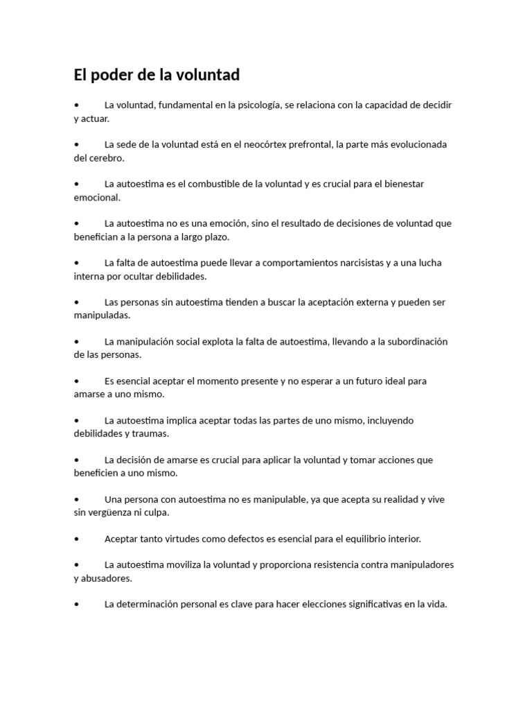 El Poder de La Voluntad | PDF | Narcisismo | Autoestima
