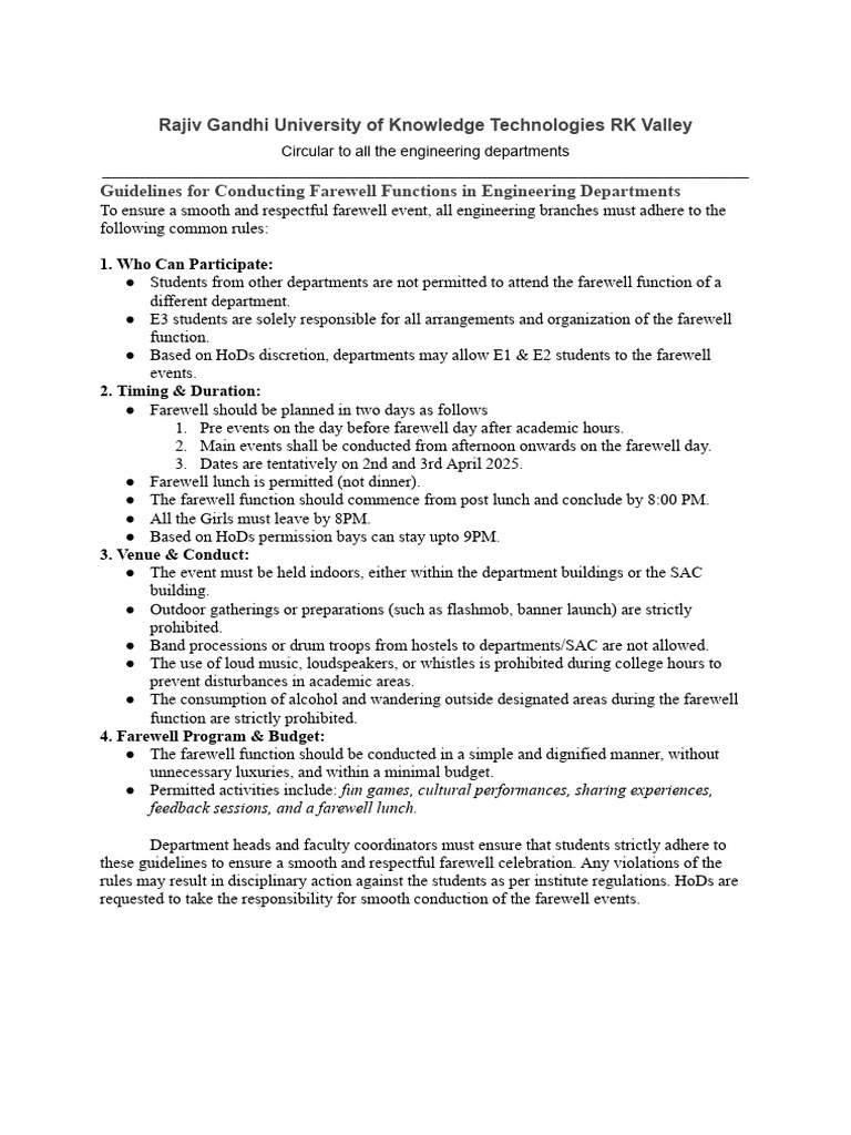 Guidelines For Conducting Farewell | PDF