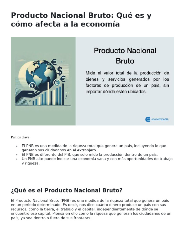 Producto Nacional Bruto: Definición y Cálculo | PDF | Producto Interno ...