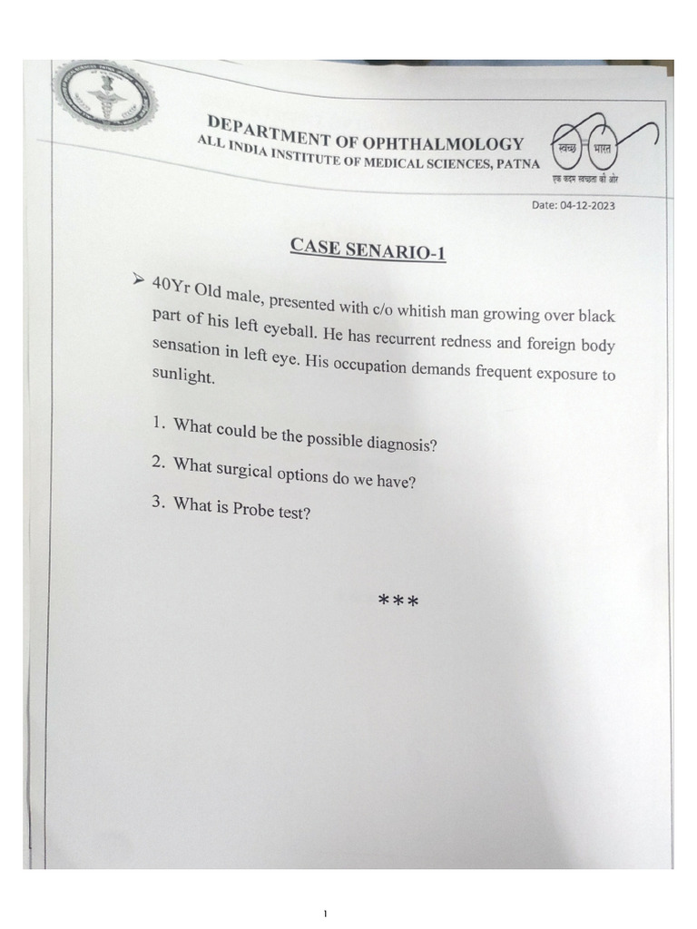 Ophtha Short Case 2020 | PDF