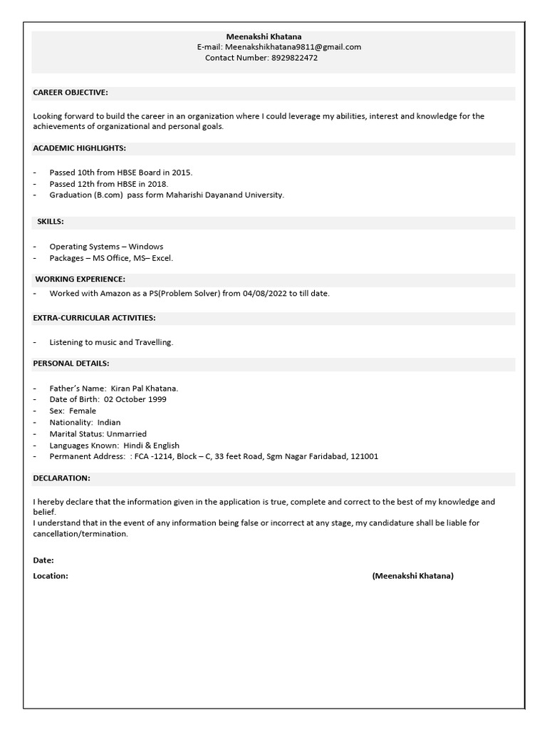 Meenakshi Resume | PDF