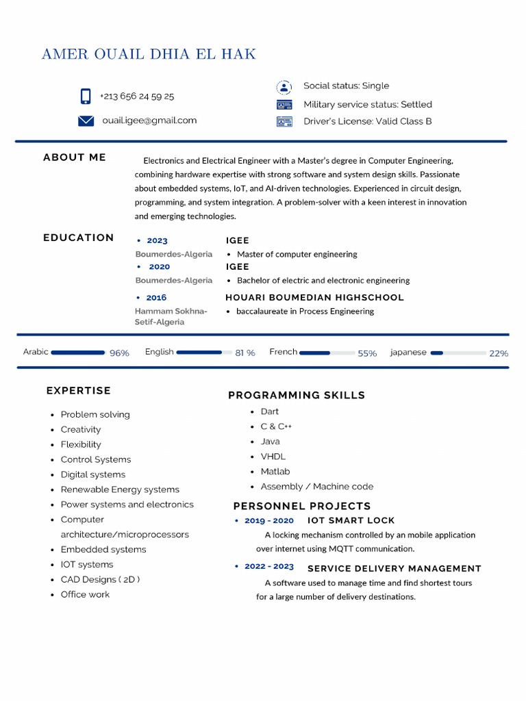 Resume - Amer Ouail Dhia El Hak | PDF