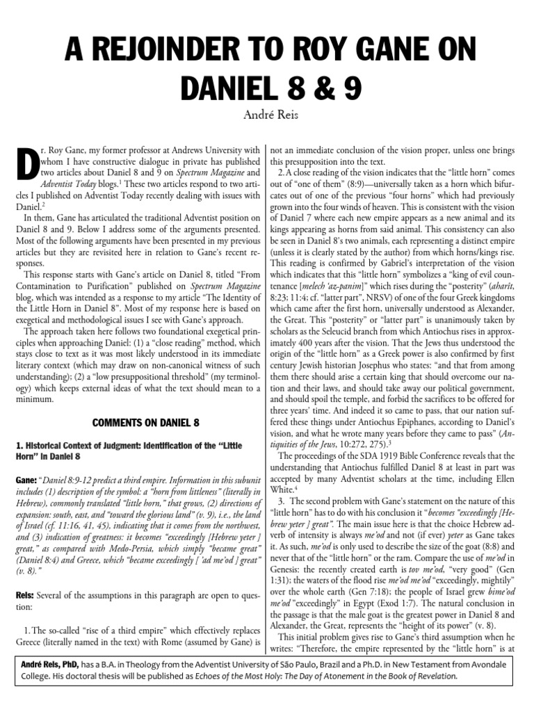 A Rejoinder To Roy Gane On Daniel 8 - André Reis | PDF | Book Of Daniel ...