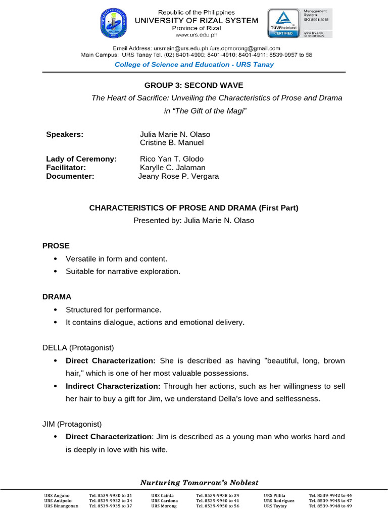 Prose and Drama Analysis of "The Gift of the Magi" | PDF | Narration ...