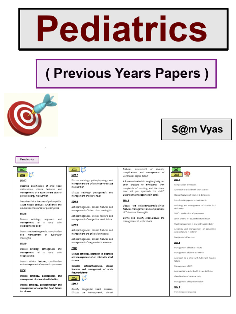 Pediatrics Papers (Sam Vyas) | PDF | Anemia | Malnutrition