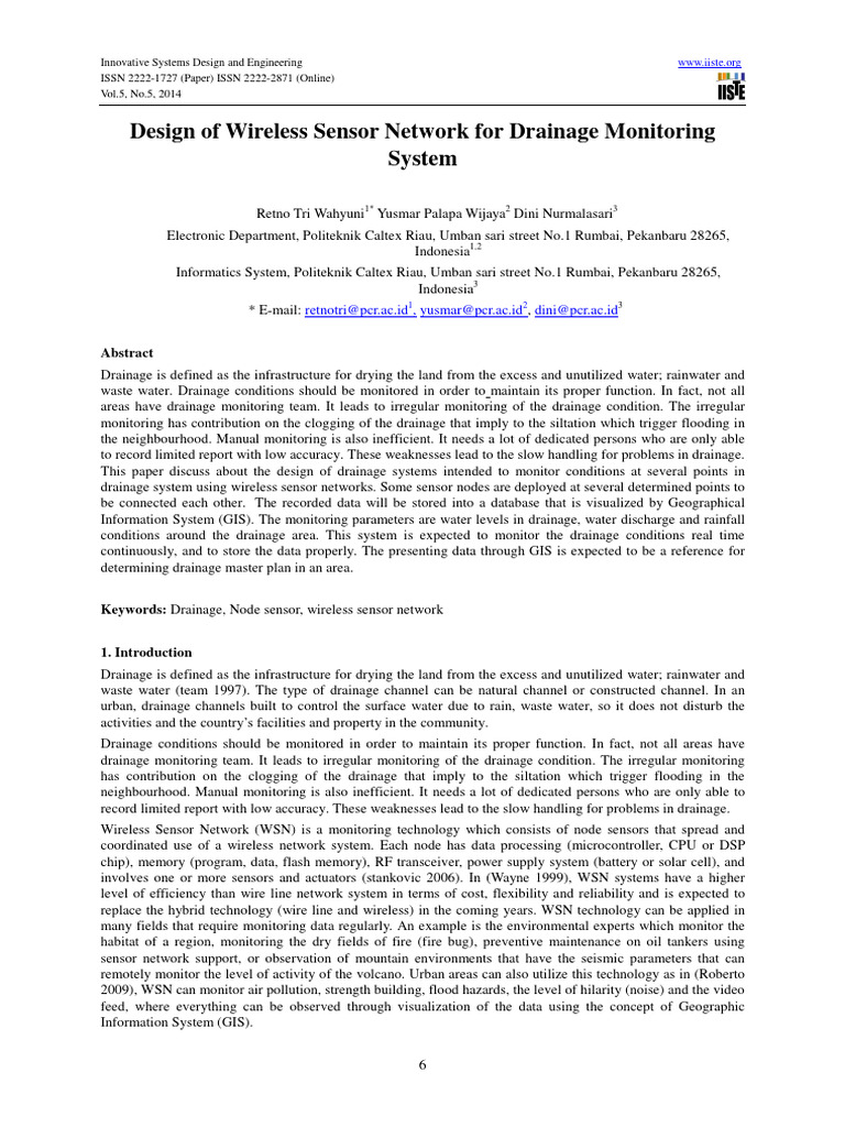 Design_of_Wireless_Sensor_Network_for_Drainage_Monitoring | PDF | Databases | Wireless Sensor ...