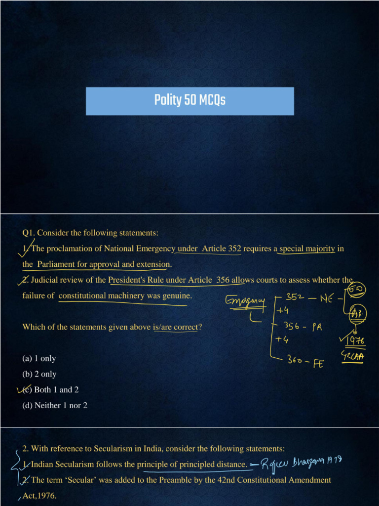 Current Based Polity 50MCQ by Divyansh Sir (1) | PDF