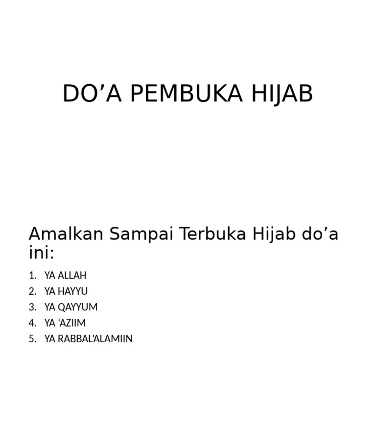 Do'a Pembuka Hijab | PDF