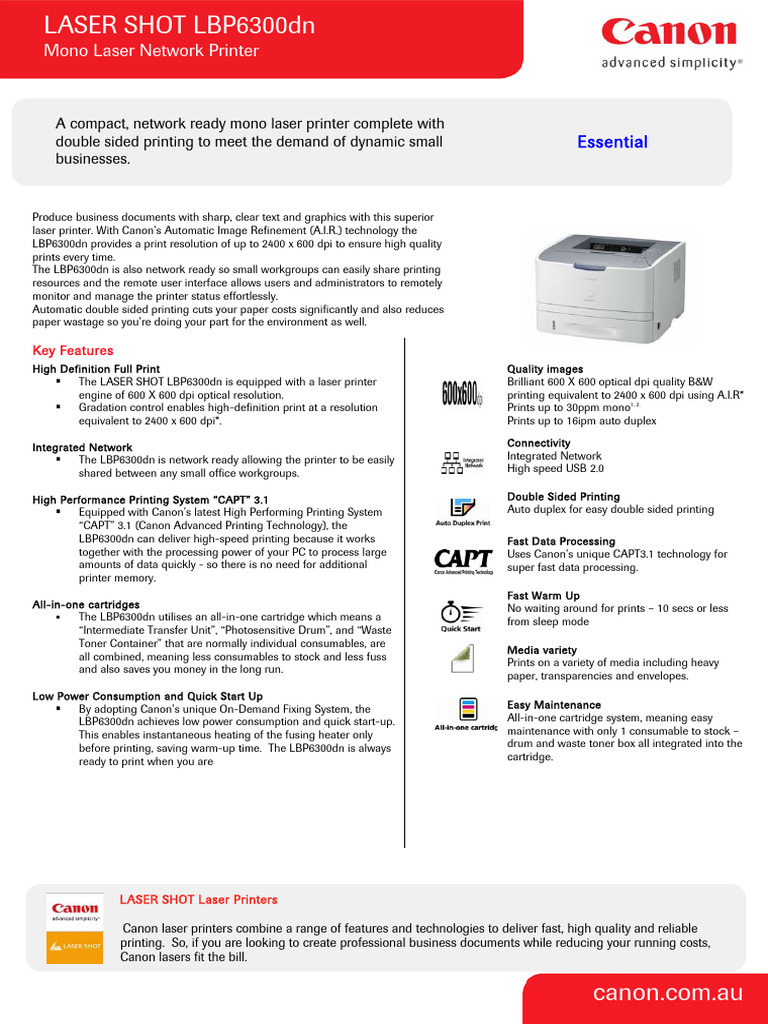 Canon Specifications-Brochure | PDF | Printer (Computing) | Computing