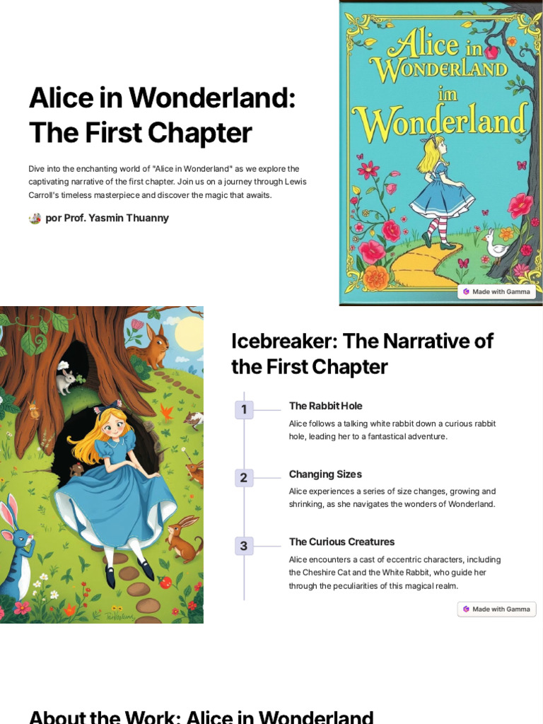 Alice in Wonderland The First Chapter | PDF | Alice (Alice's Adventures ...