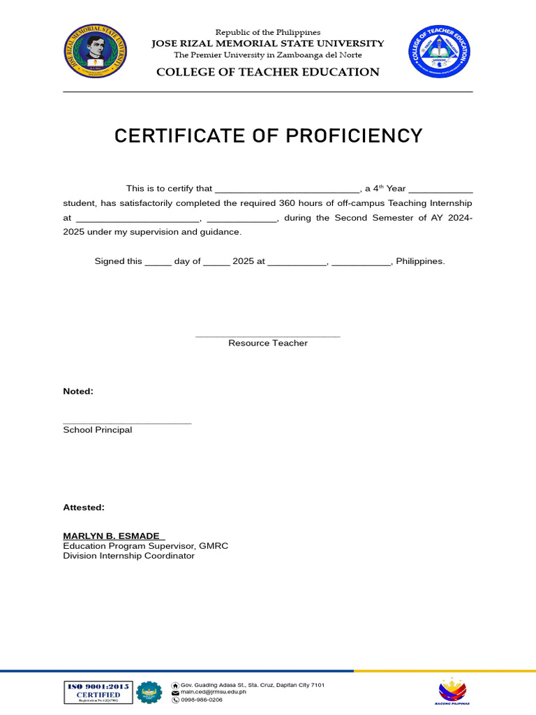 Approval Sheet and Certificate of Proficiency | PDF