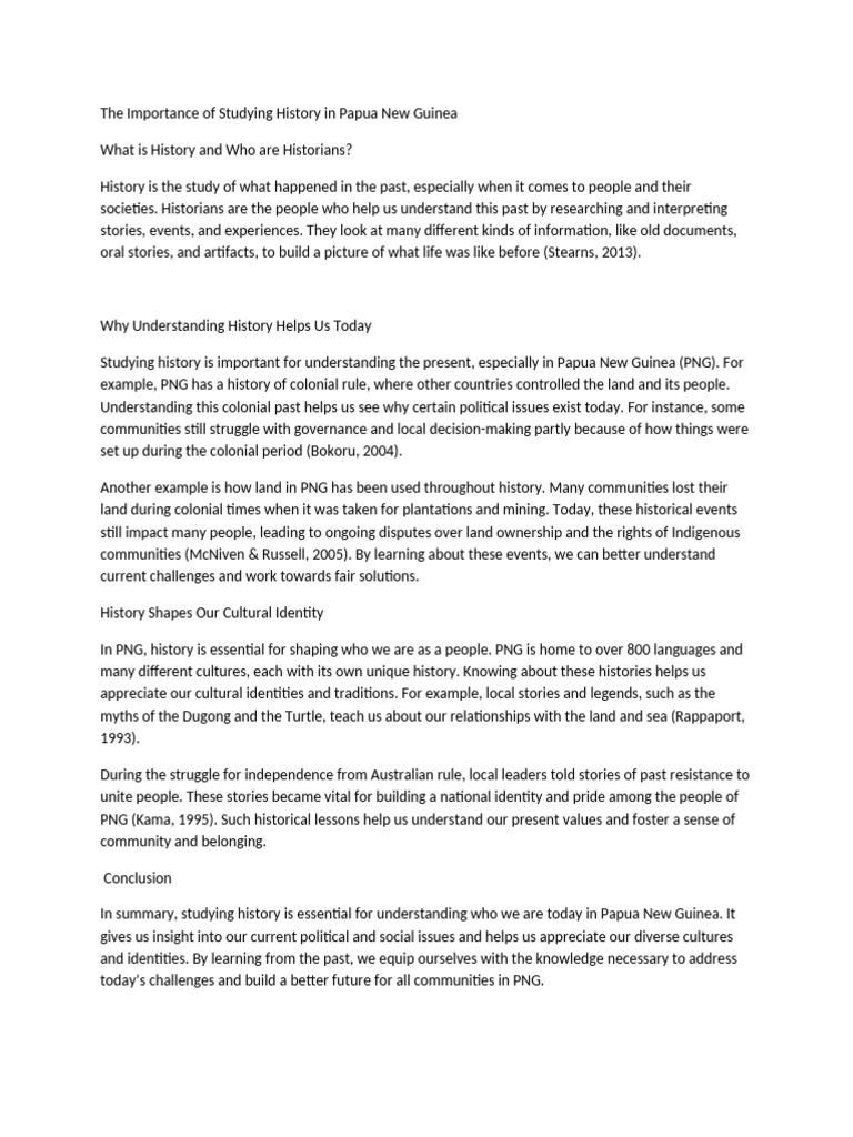 Importance of History in PNG | PDF | Papua New Guinea | New Guinea