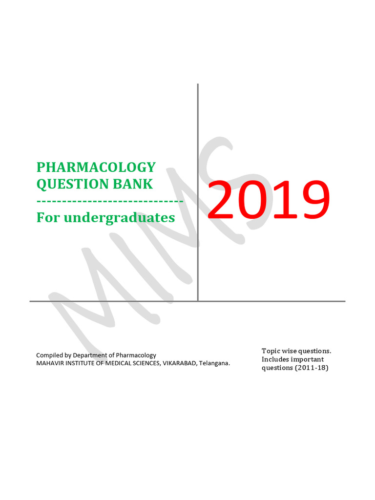 Pharmacology Question Bank 2019 | PDF | Bioavailability | Agonist