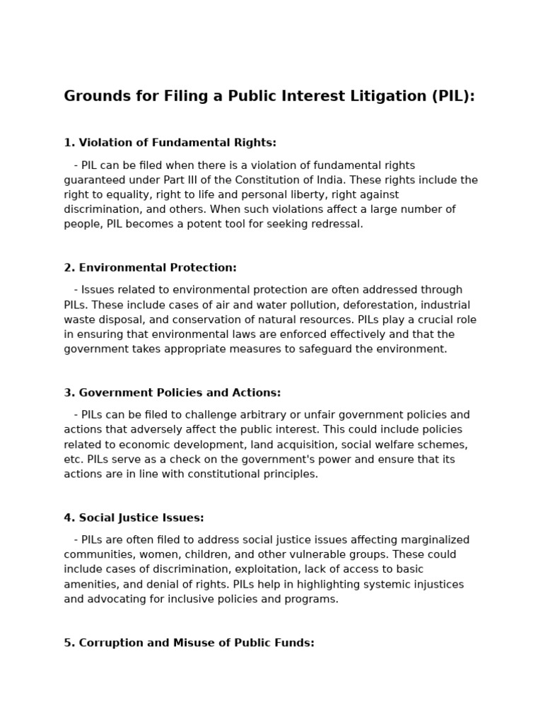 Grounds for Public Interest Litigation | PDF | Accountability ...