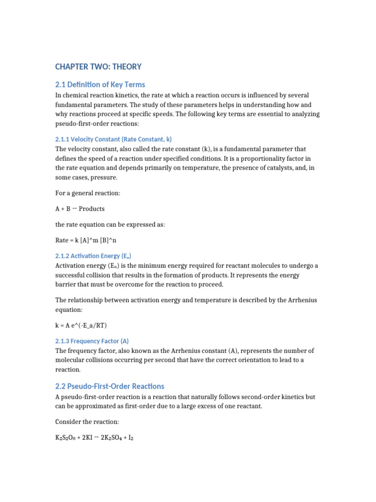 Pseudo First Order Theory | PDF