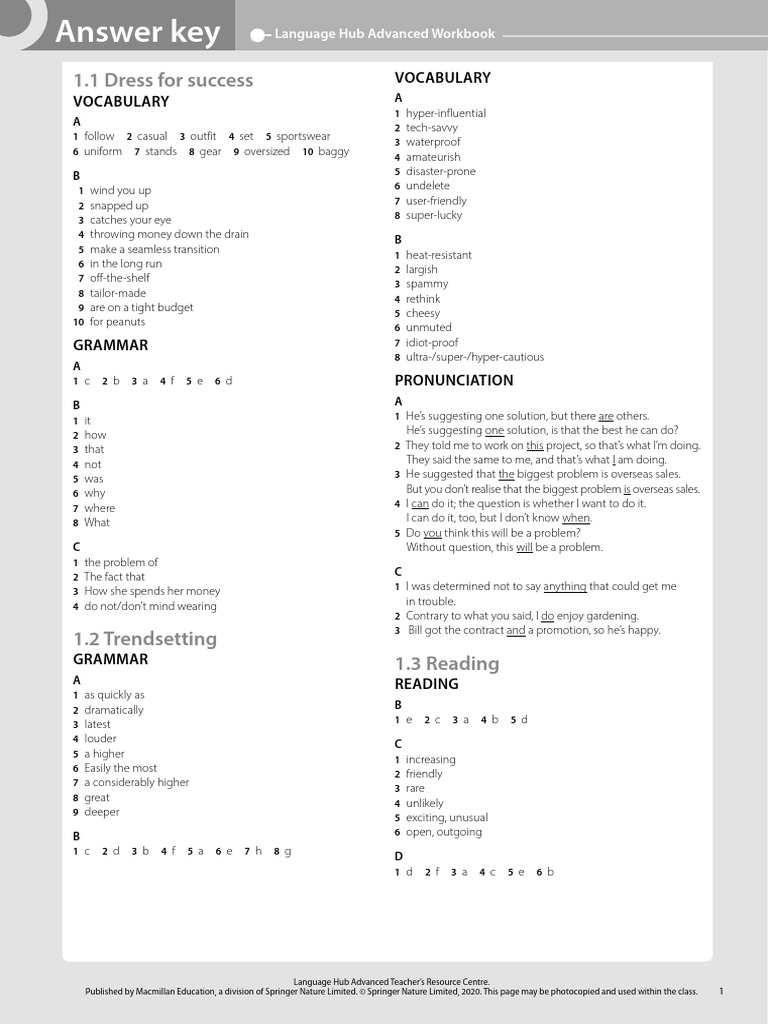 LH Advanced Workbook Answer Key | PDF | Electric Vehicle
