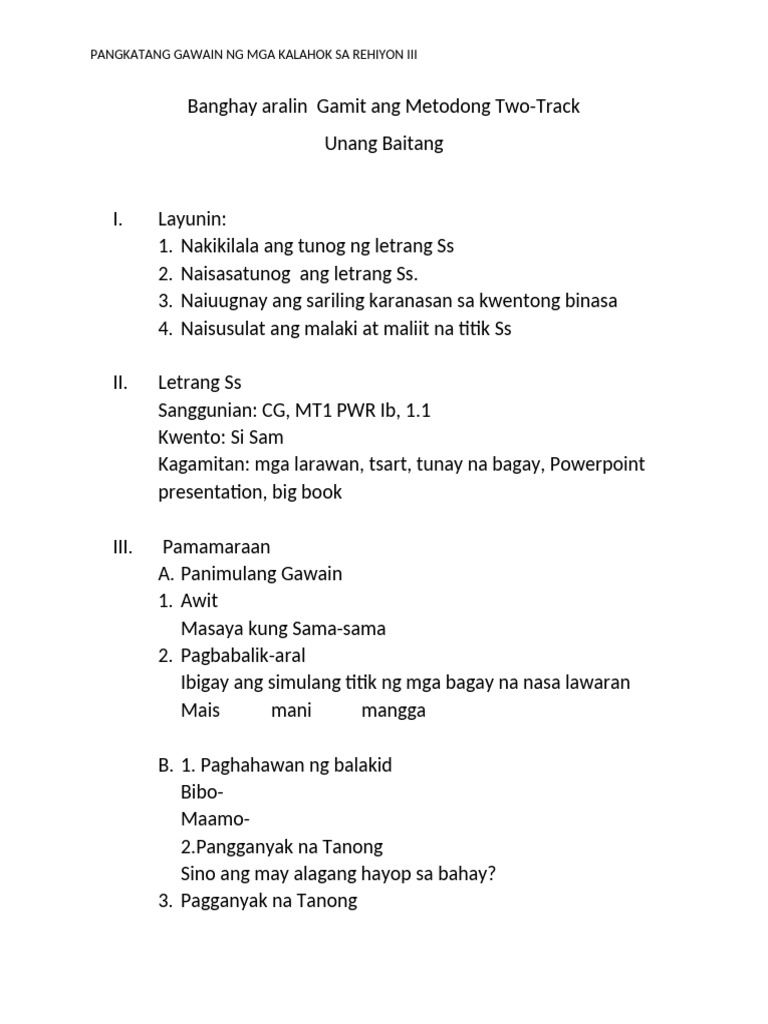 Banghay Aralin Gamit Ang Metodong Two | PDF