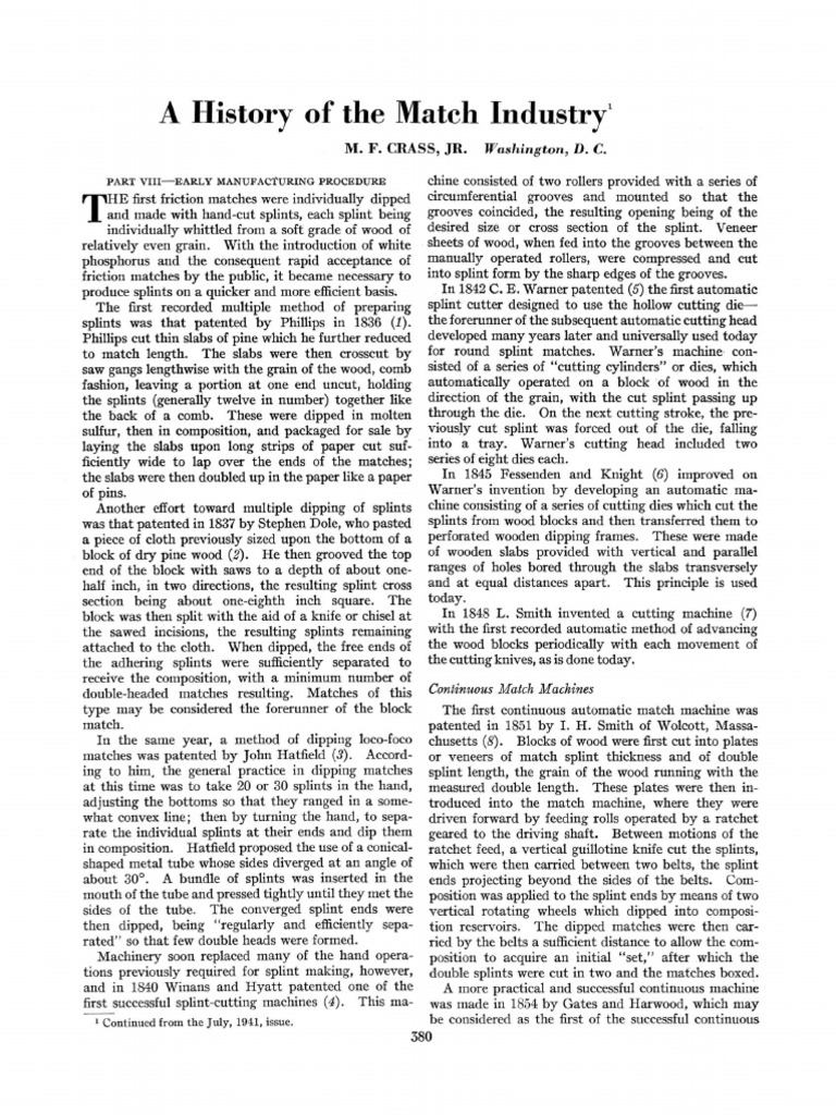 Evolution of Match Manufacturing | PDF | Machines | Knife