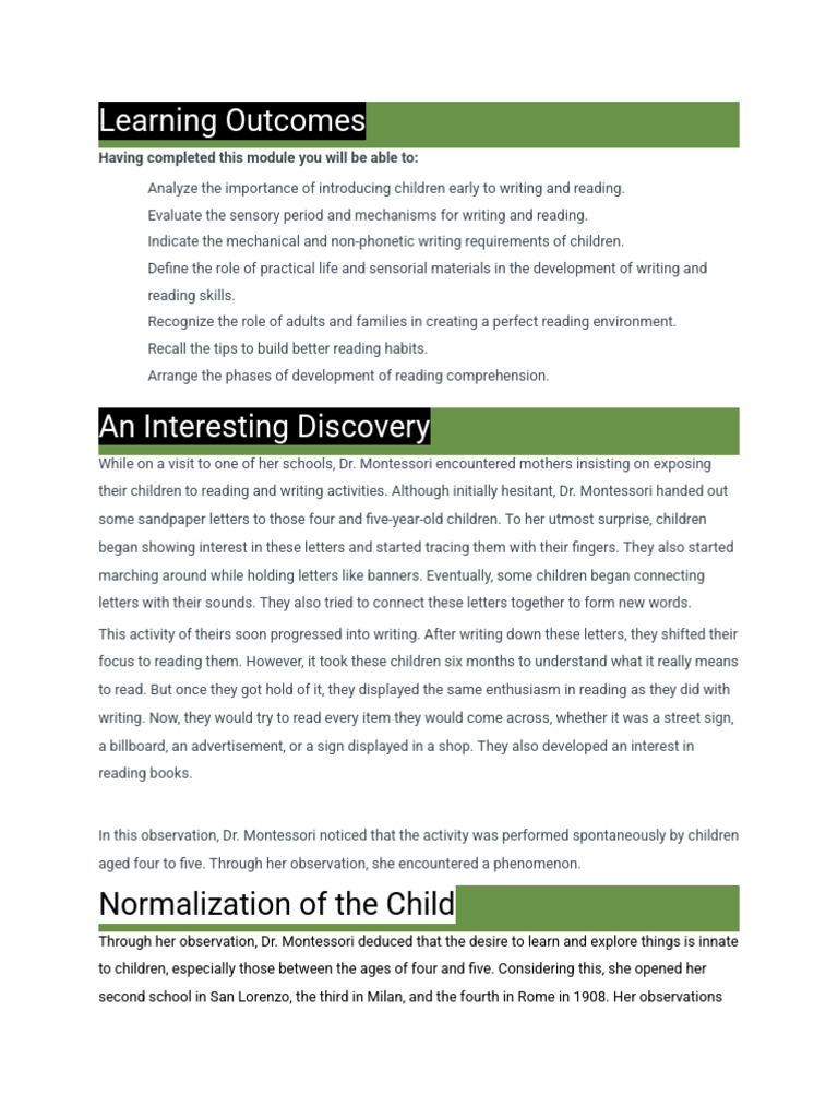 Montessori Approach to Writing Skills | PDF | Montessori Education ...