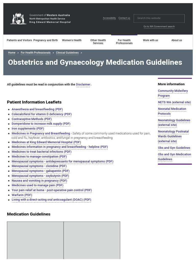 Obstetricsand Gynaecology Medication Guidelines | PDF | Obstetrics ...