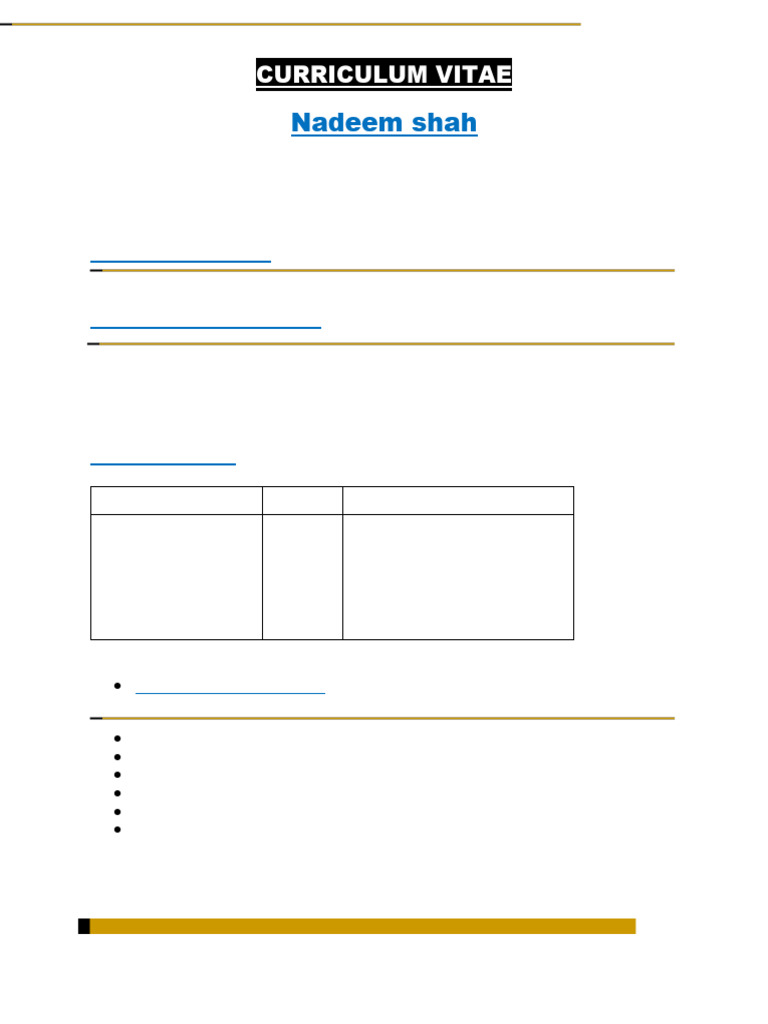 Nadeem Shah's CV and Career Objectives | PDF