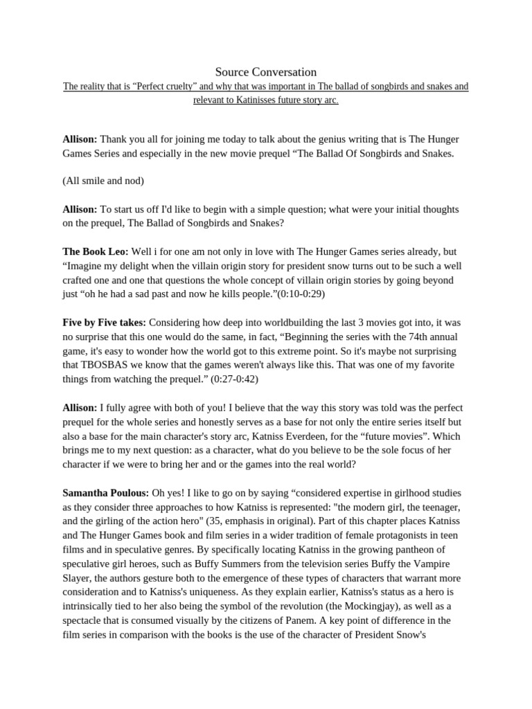 Wallinger, Source Conversation | PDF | The Hunger Games