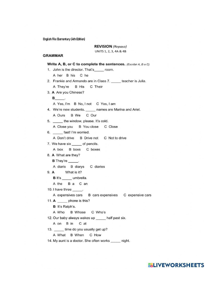 Revision Test Beg | PDF
