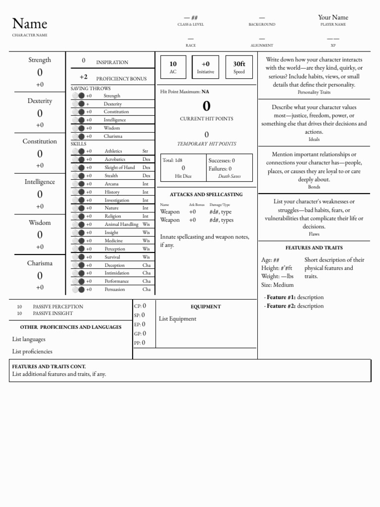 Character Concept Sheet Template | PDF