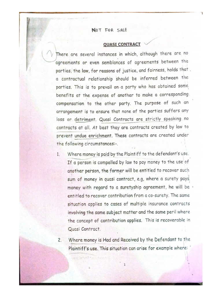 Quasi Contract | PDF