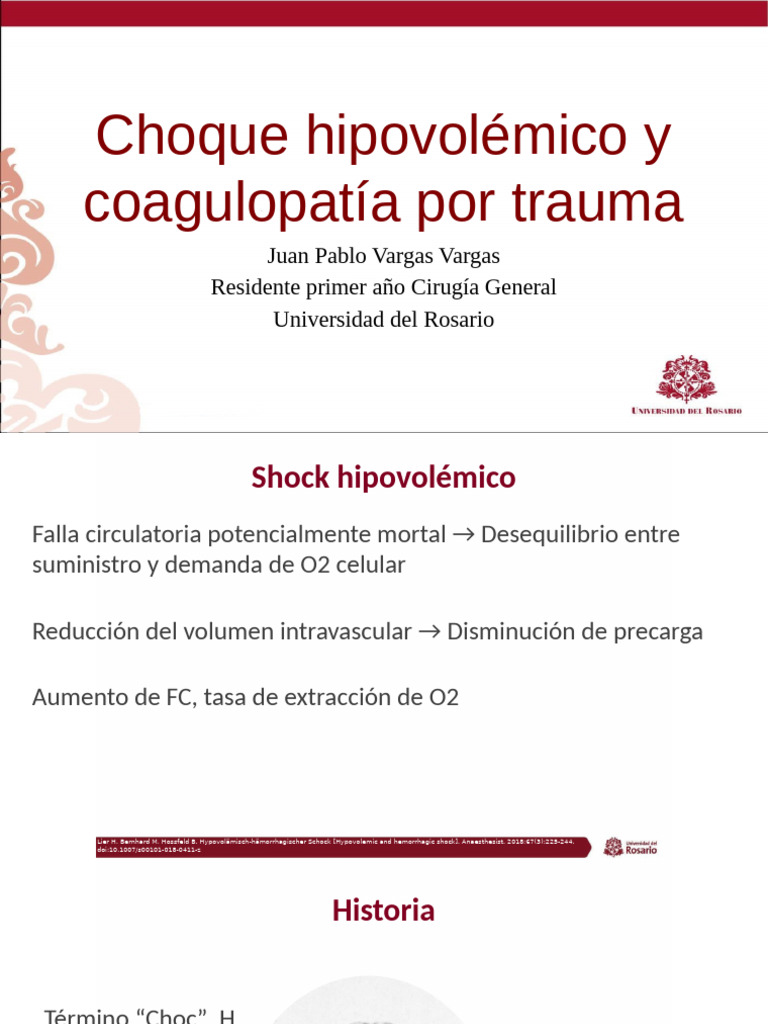 Choque hipovolémico y coagulopatía por trauma | PDF | Coagulación | Plaqueta