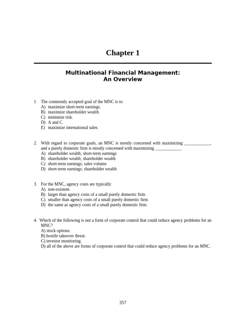 Overview of Multinational Financial Management | PDF | Multinational ...