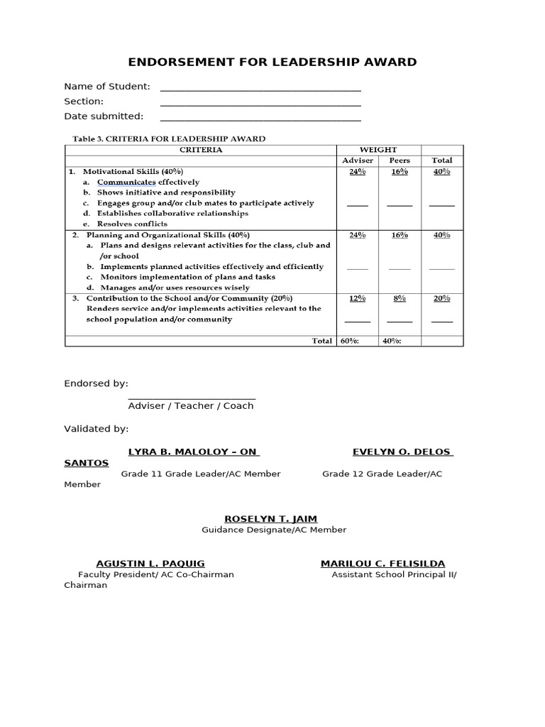 Endorsement-for-Awards-and-Recognition | PDF