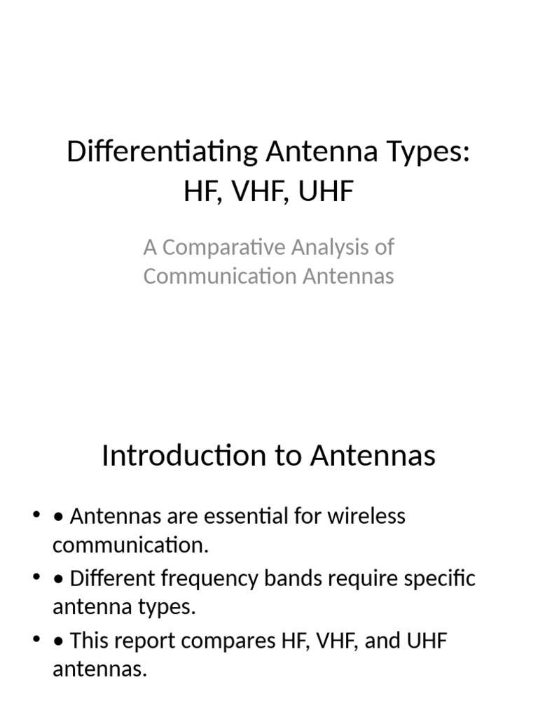 HF, VHF, UHF Antenna Comparison Guide | PDF