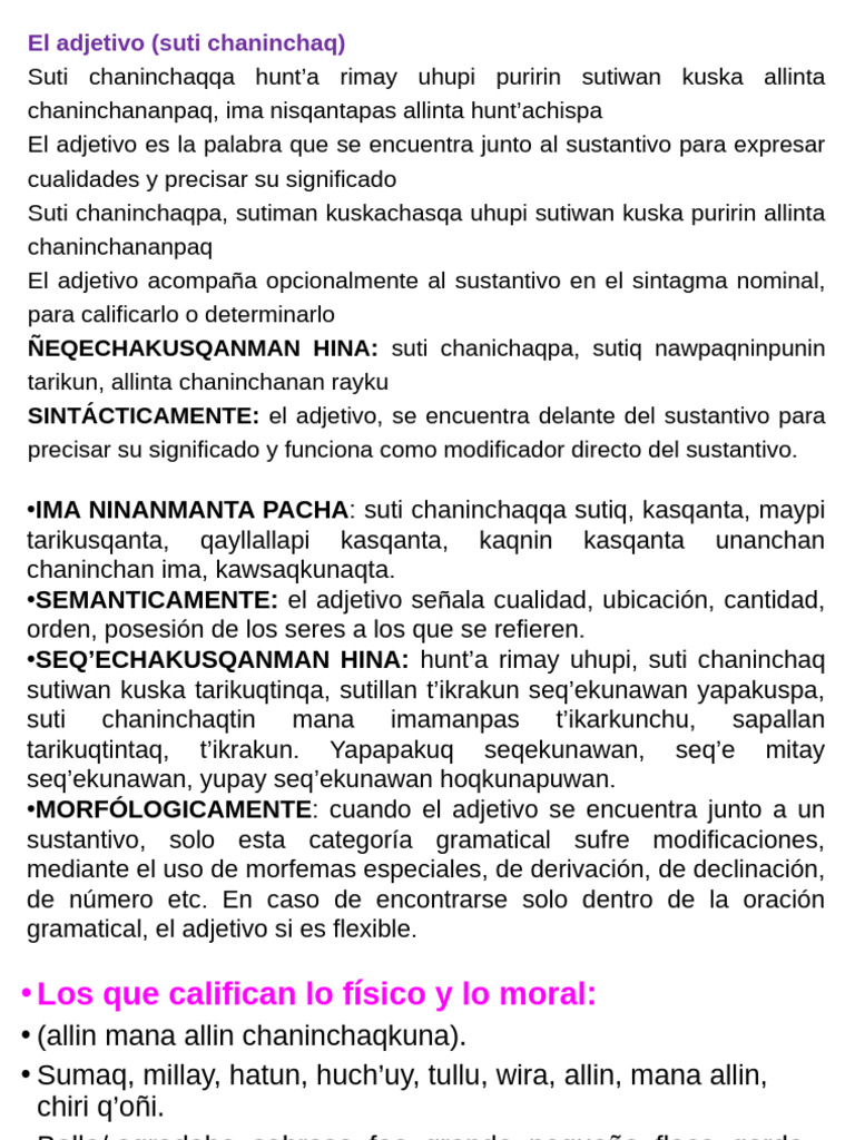 Función y Tipos de Adjetivos | PDF | Adjetivo | Sustantivo