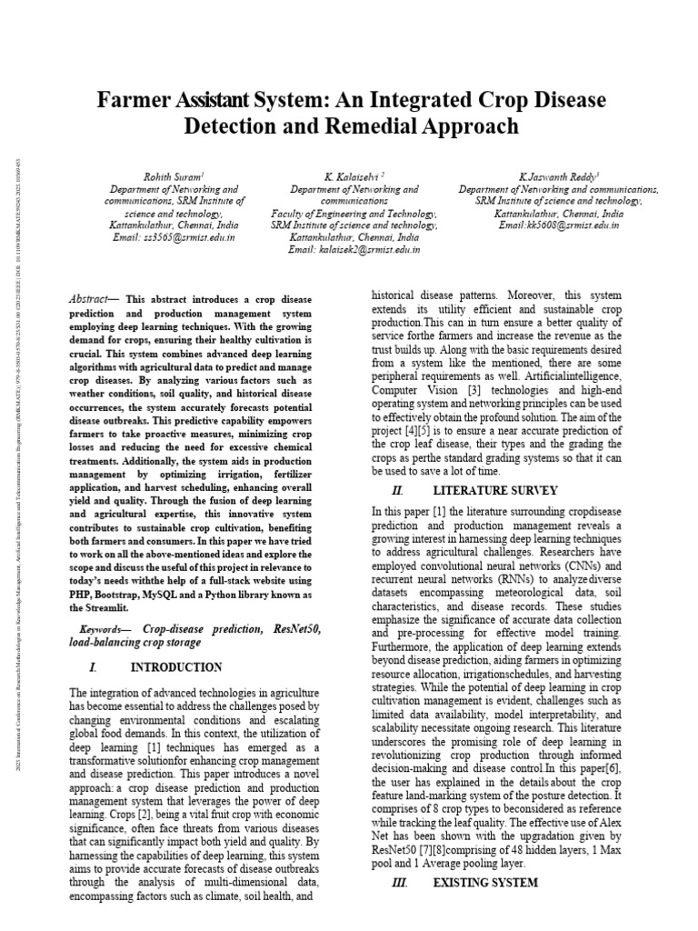 Farmer Assistant System An Integrated Crop Disease Detection and ...