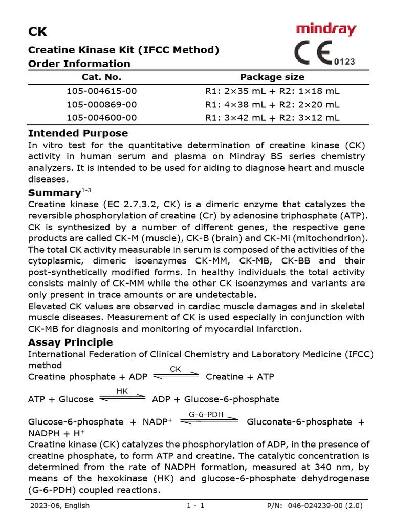 Creatine Kinase Kit (IFCC Method) Order Information: Cat. No. Package ...