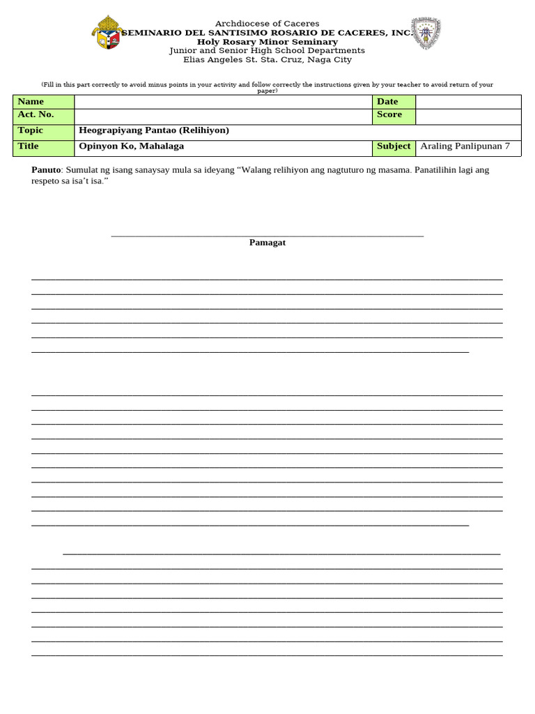 AP 7 Activity No. 2.2-RELIHIYON | PDF