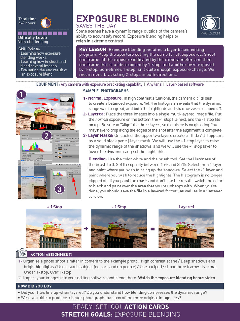 Page from ActionCards-Exposure+Blending | PDF | Exposure (Photography) | Imaging